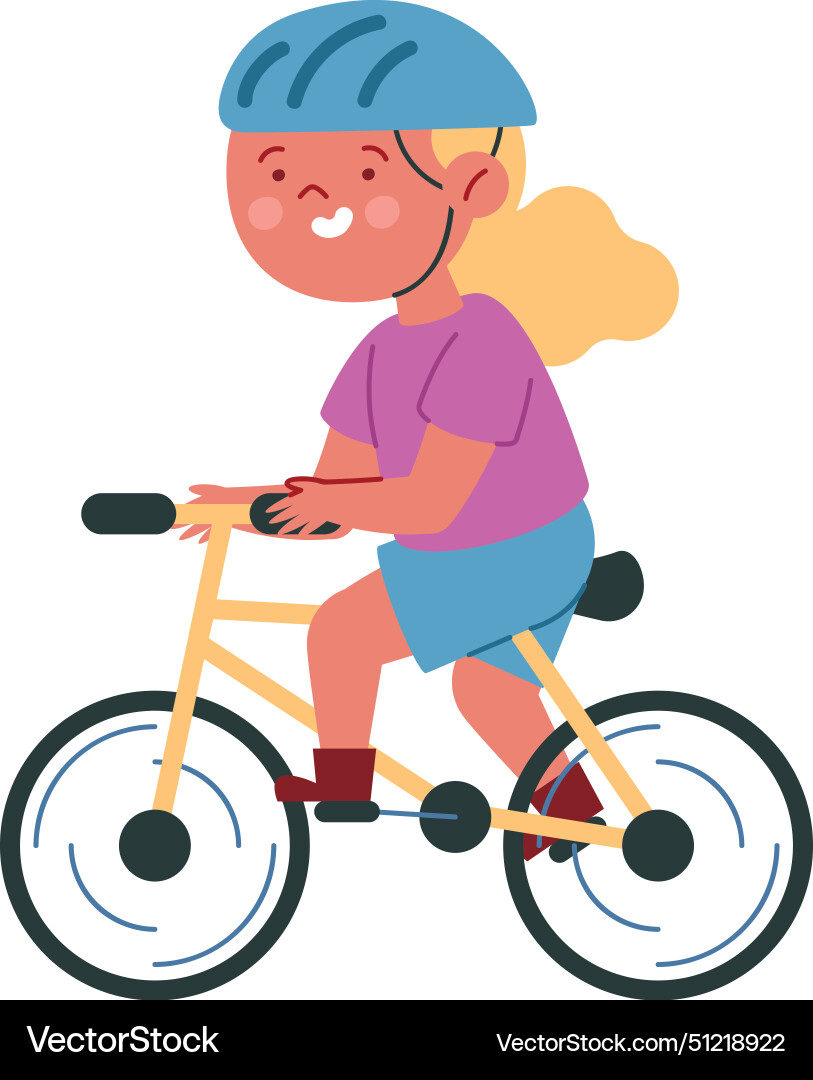 Girl riding bicycle cartoon Royalty Free Vector Image