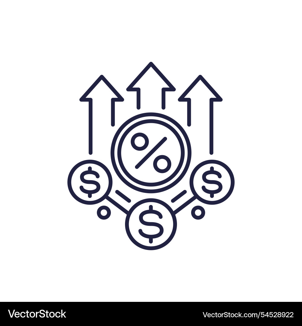 High interest rate line icon Royalty Free Vector Image