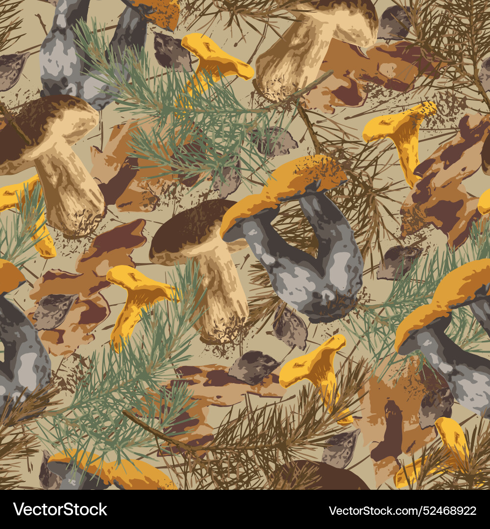 Seamless camo pattern with forest nature elements Vector Image