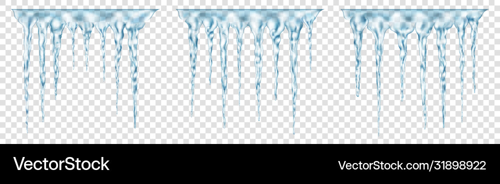 Set groups translucent icicles Royalty Free Vector Image