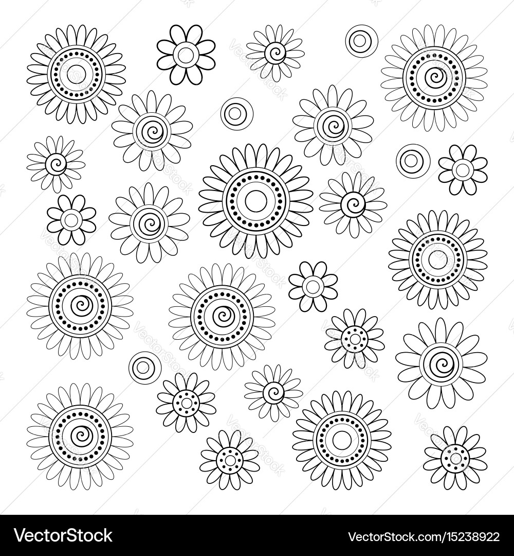 Set of simple decorative flowers Royalty Free Vector Image
