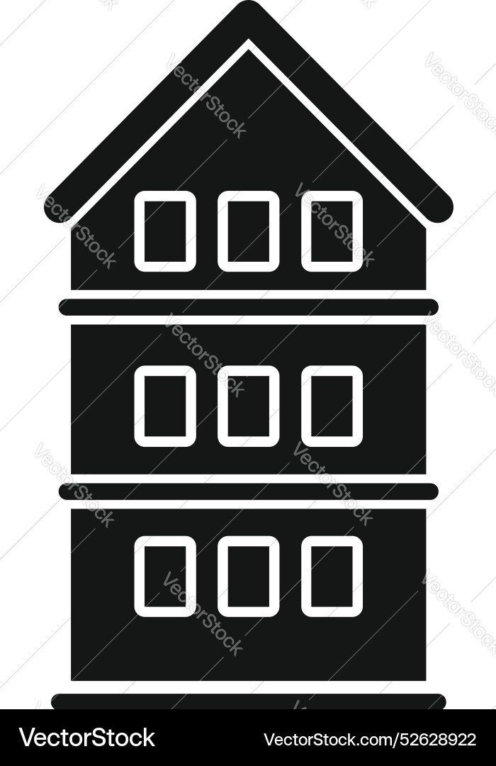 Three storey building facade with windows Vector Image
