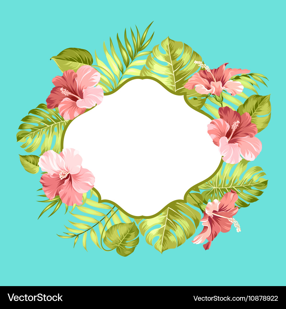Tropical flower frame Royalty Free Vector Image