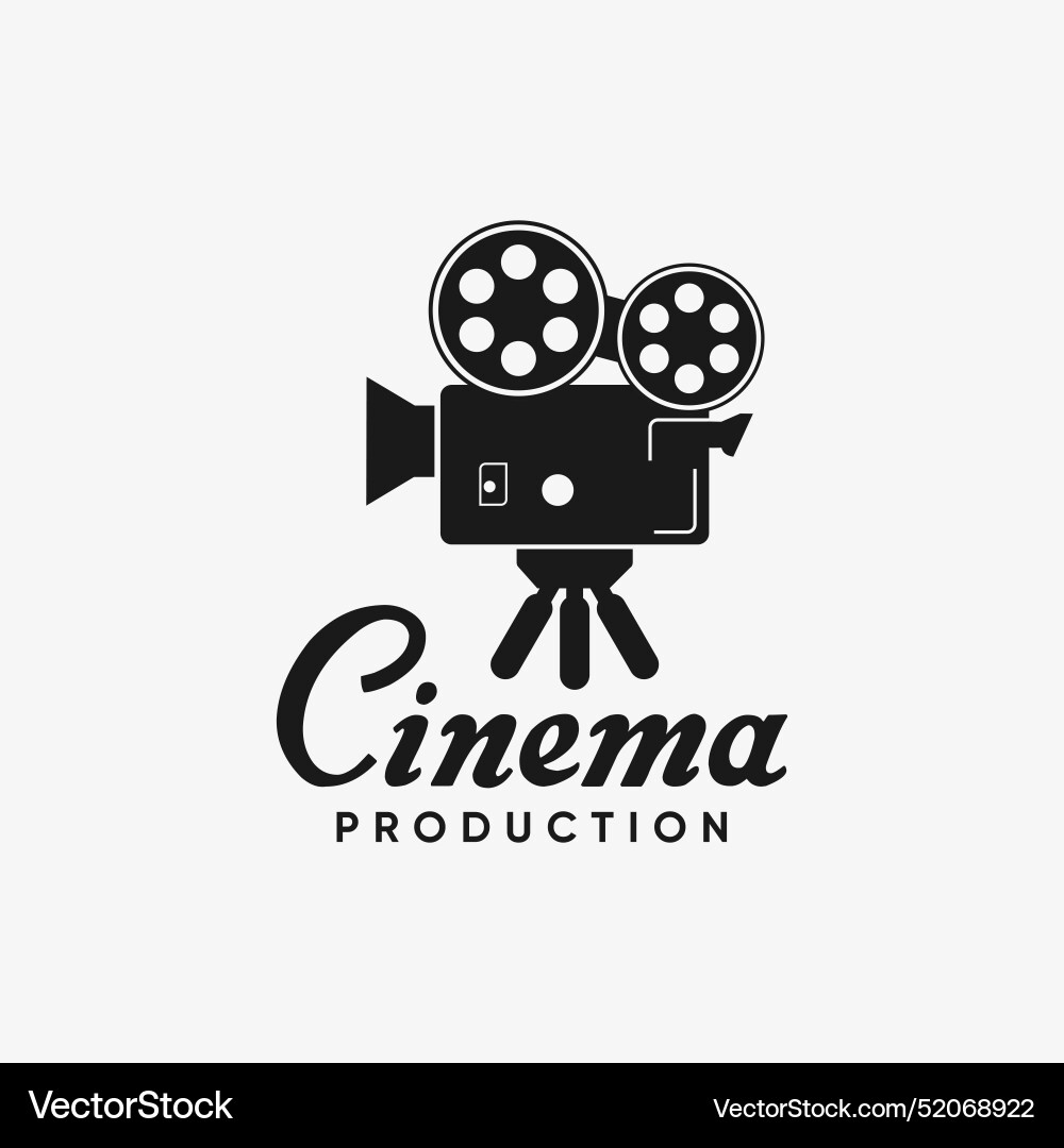 Vintage video camera logo for movie cinema Vector Image