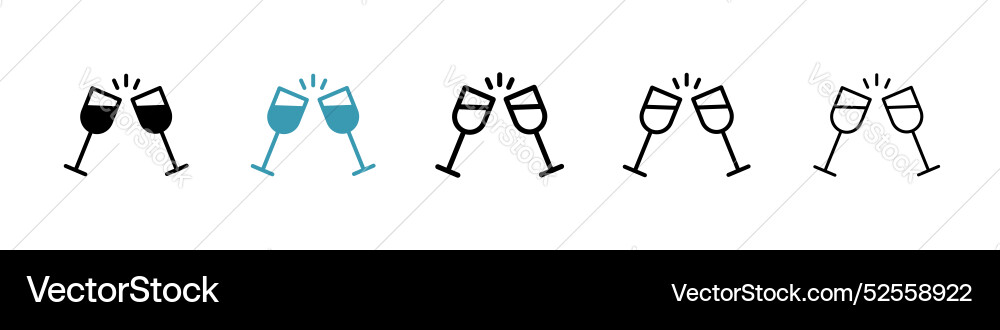 Wine toast icon set on white background Royalty Free Vector