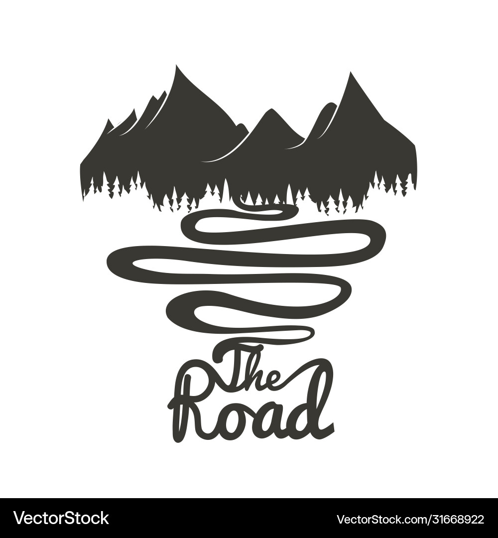 With mountains forest and road Royalty Free Vector Image