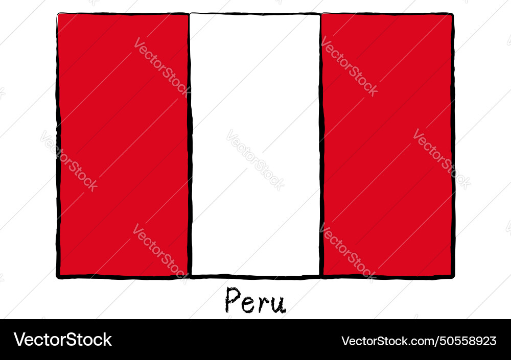 Analog hand-drawn world flag peru Royalty Free Vector Image