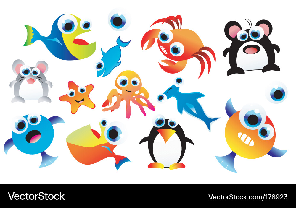 Cartoon animals set Royalty Free Vector Image - VectorStock