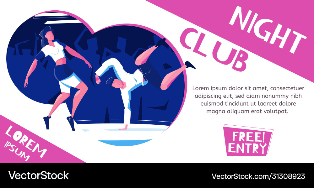 Club dancers horizontal banner Royalty Free Vector Image