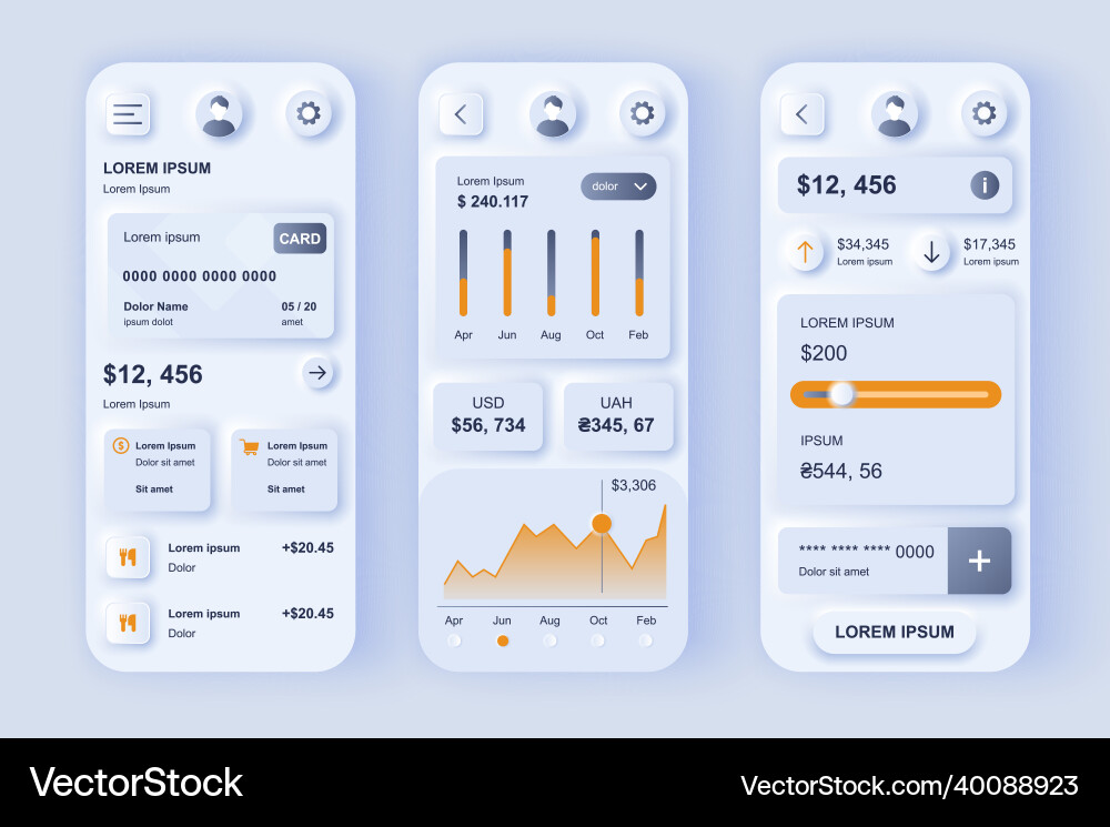 Finance services concept neumorphic templates set Vector Image Finance services concept neumorphic templates set Vector Image