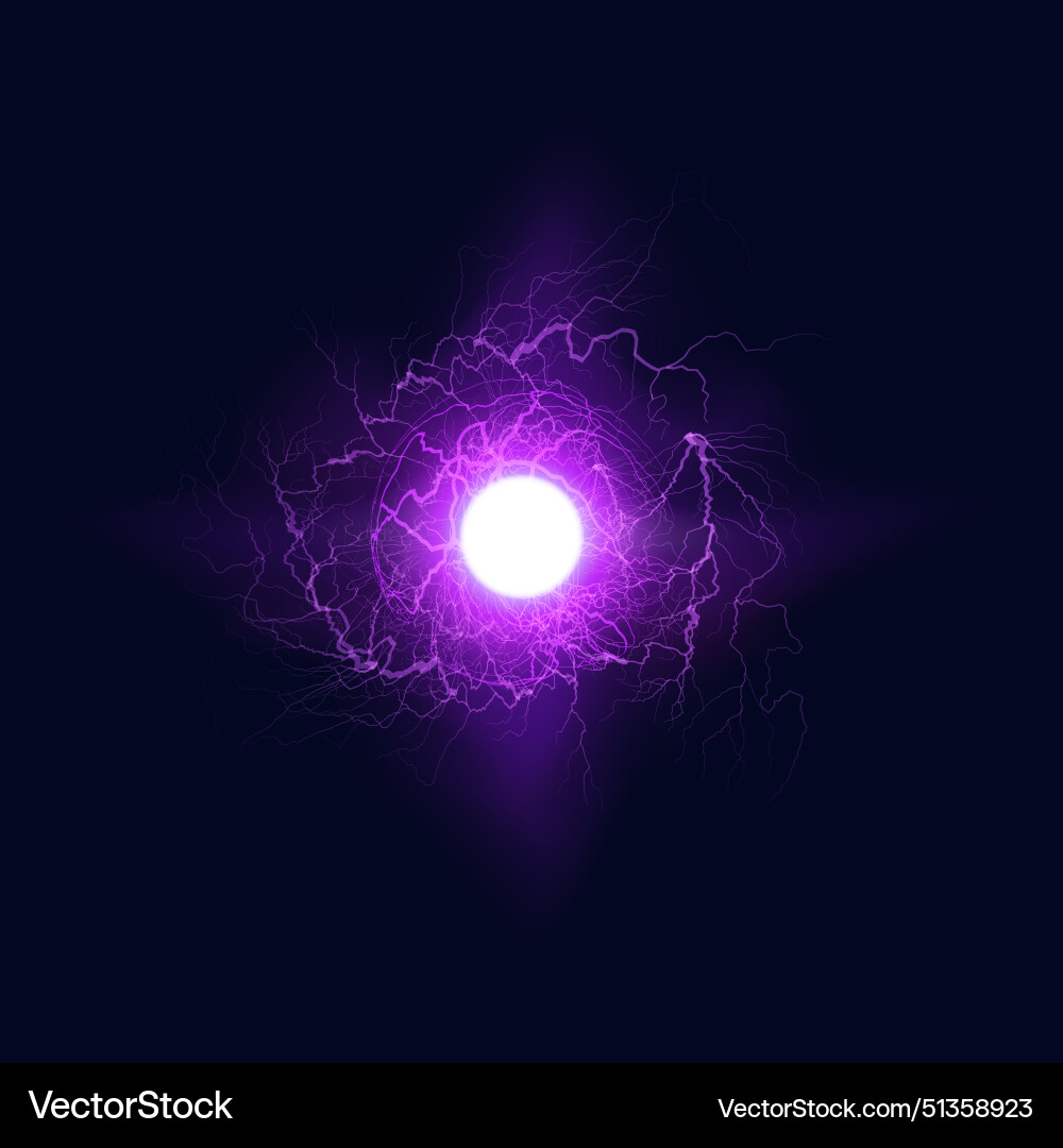 Neon purple ball lightning on a dark Royalty Free Vector