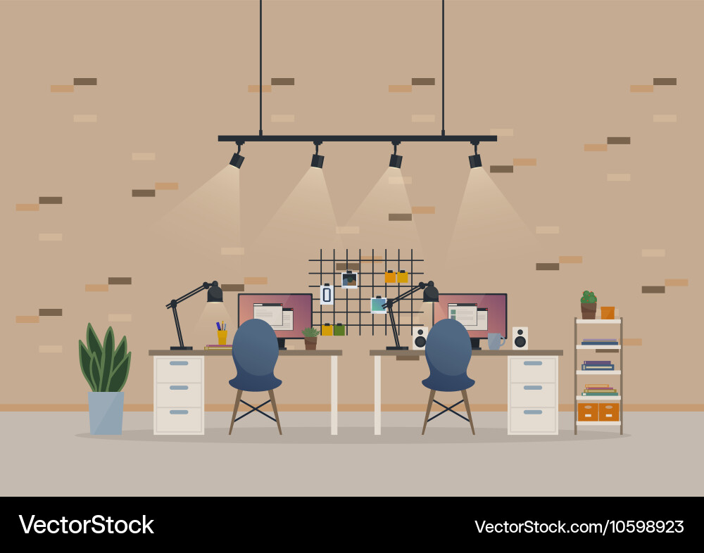 Office open space cabinet or basement work room Vector Image