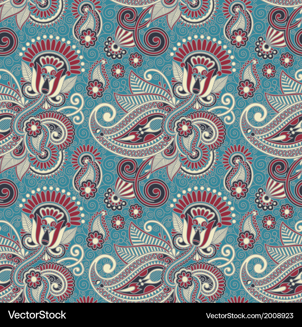 Seamless flower paisley design Royalty Free Vector Image