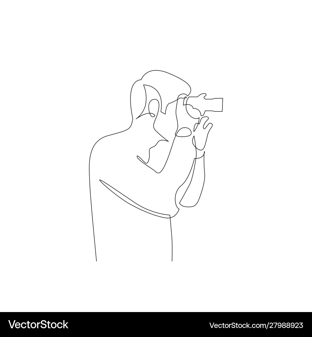 Single Line Man Taking Photo Royalty Free Vector Image