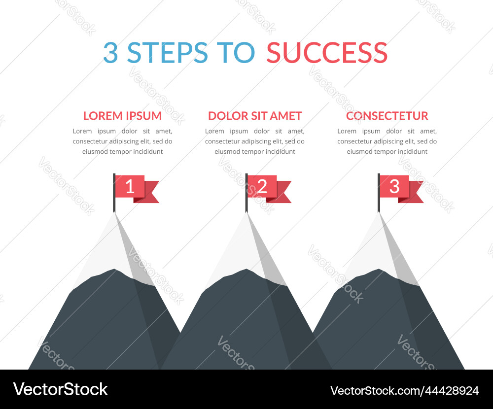 3 steps to success Royalty Free Vector Image - VectorStock