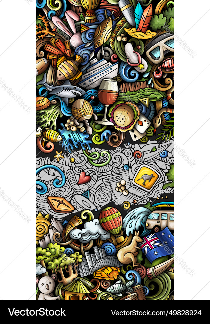 Cartoon doodle australian background Royalty Free Vector