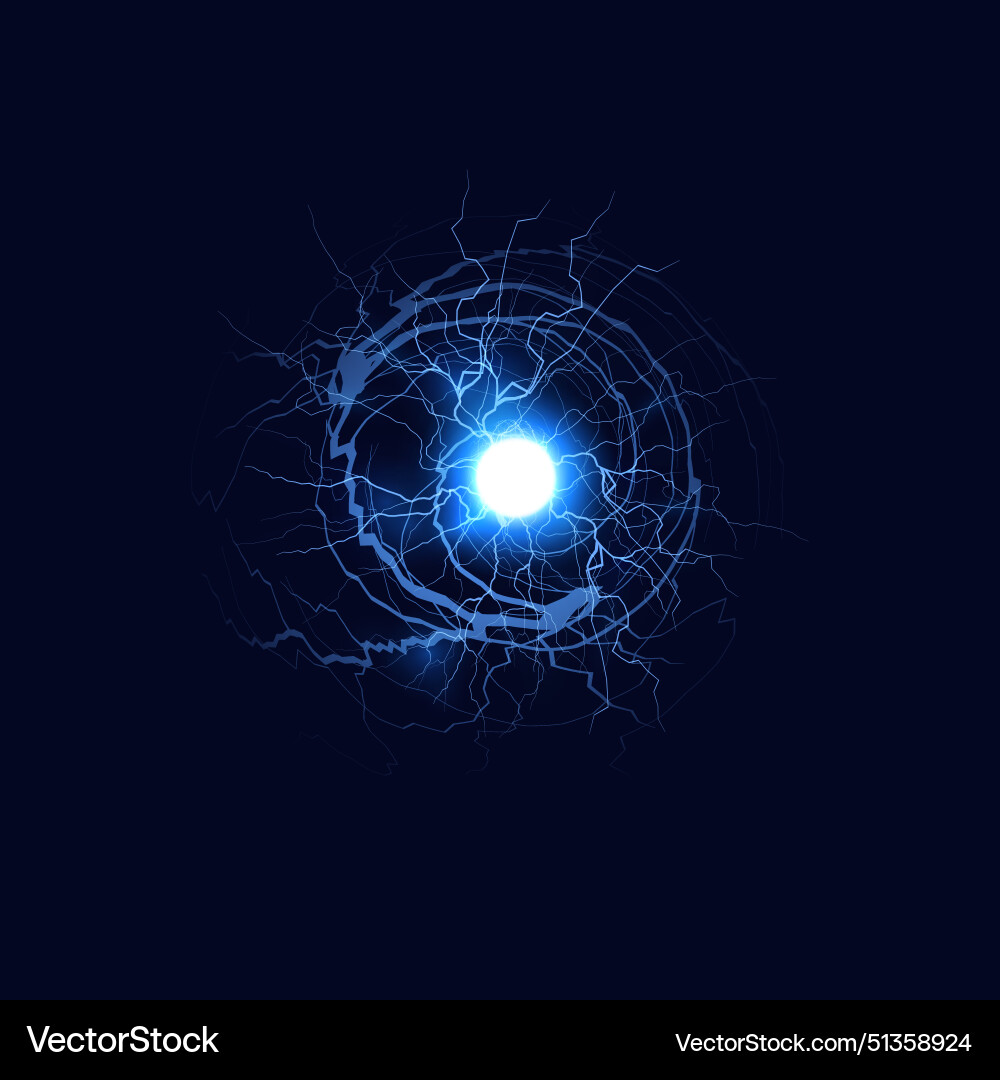 Electric energy sphere with thunderbolts Vector Image