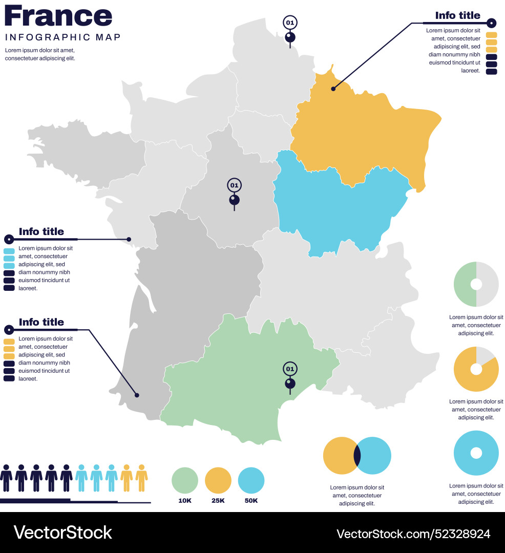 Flat design france map infographic Royalty Free Vector Image