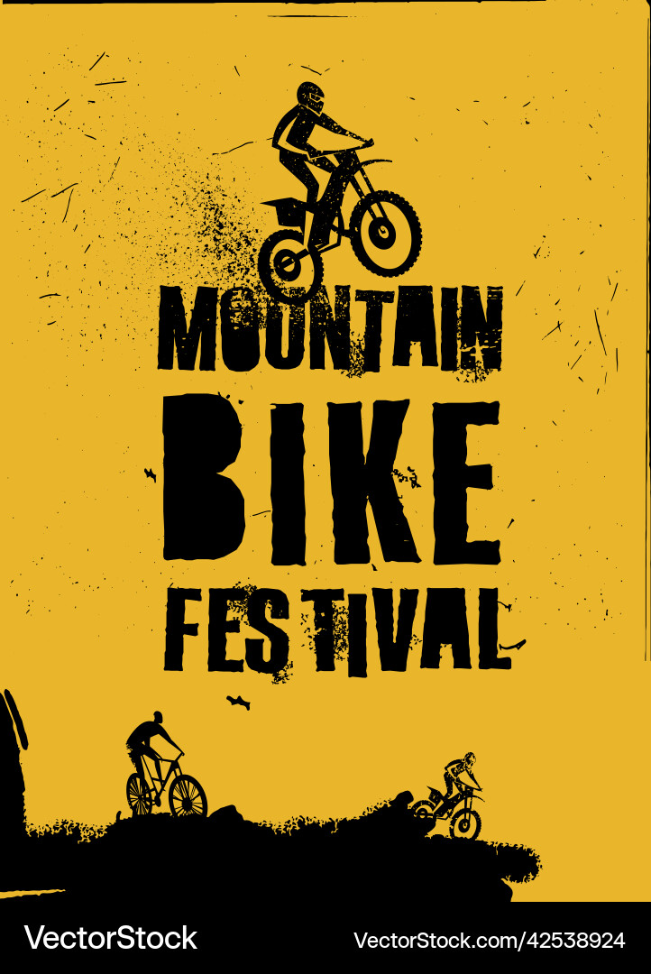 Offroad freestyle bicycle event poster portrait Vector Image