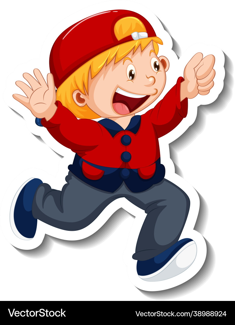 Sticker template with a boy cartoon character Vector Image