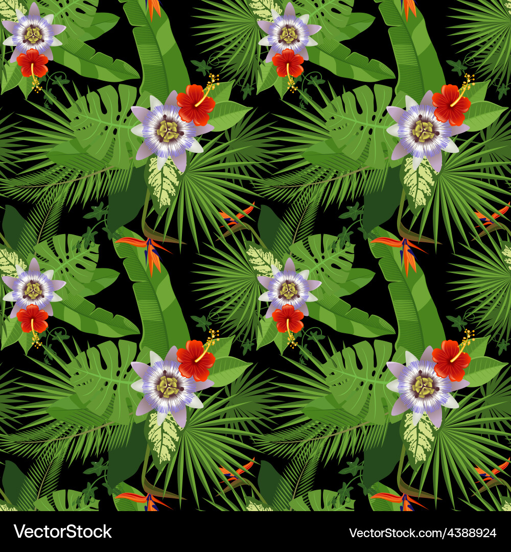 Tropical Leaf Seamless Pattern Royalty Free Vector Image