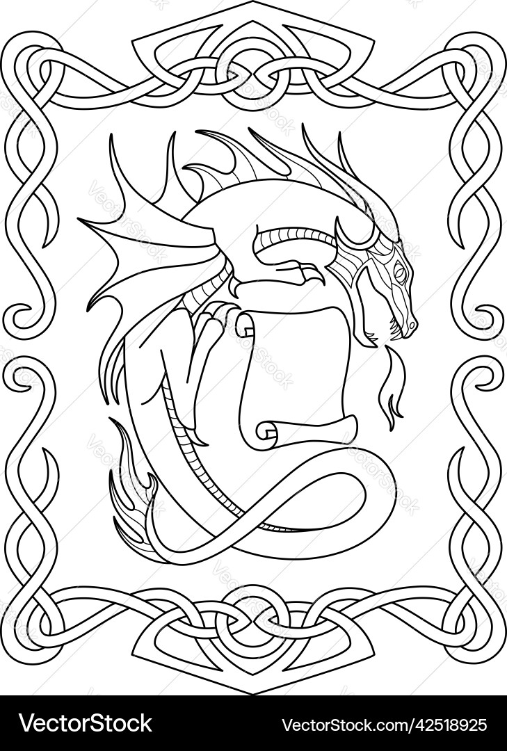 Celtic Dragon with Scroll Royalty Free Vector Image