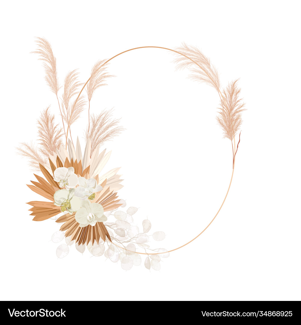 Dried Pampas Grass Wreath Royalty Free Vector Image