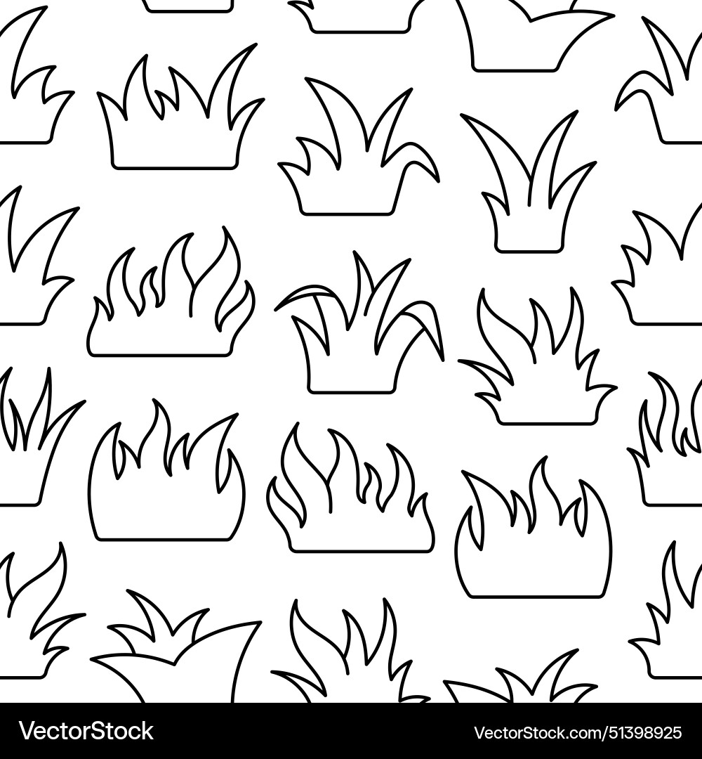 Lawn grass seamless pattern coloring page Vector Image