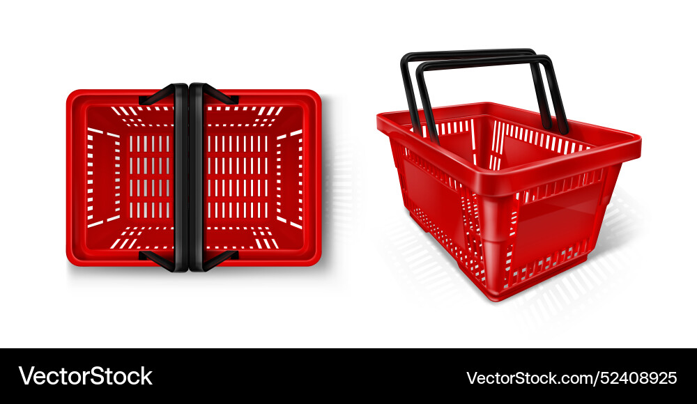 Realistic supermarket basket collection Royalty Free Vector
