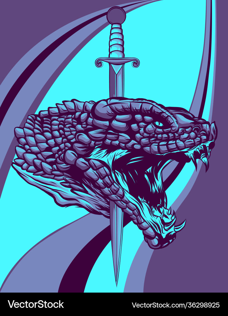 Snake head with knife art Royalty Free Vector Image