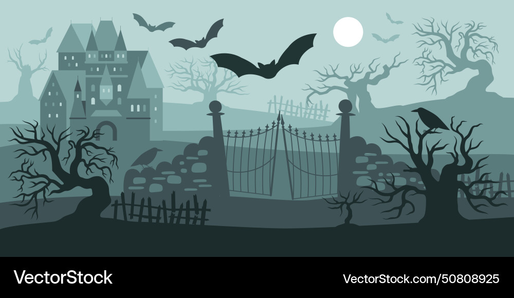 Spooky trees landscape Royalty Free Vector Image