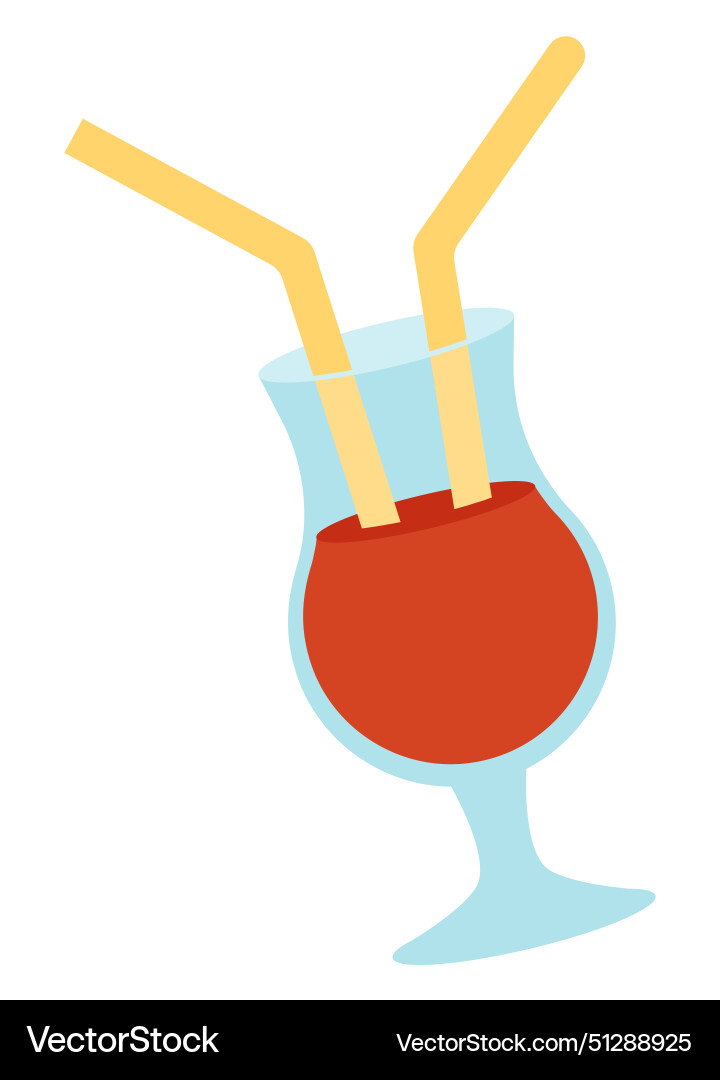 Summer cocktail with straws in flat design red Vector Image