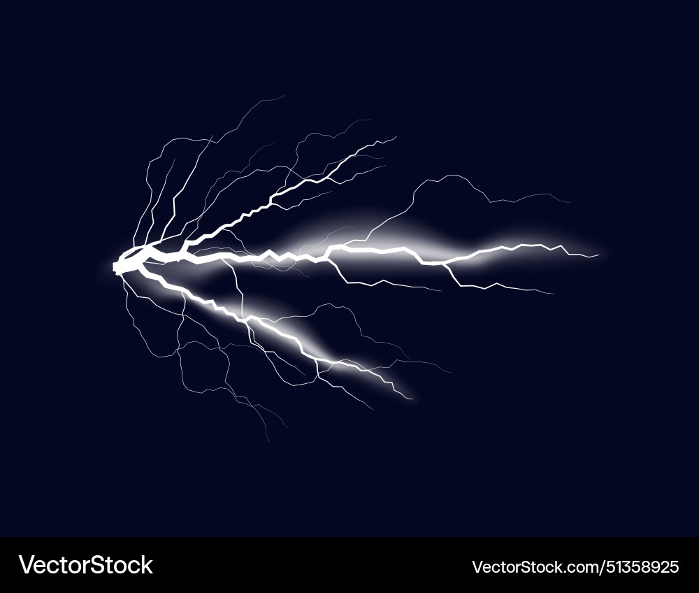 White lightning and horizontal thunderbolt Vector Image