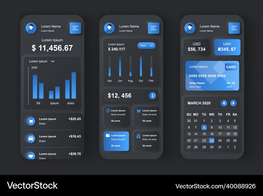 Finance services concept neumorphic templates set Vector Image Finance services concept neumorphic templates set Vector Image