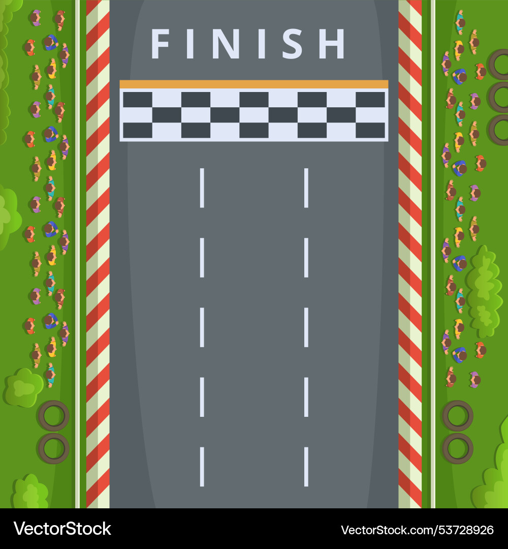 Finish line top view race track road Royalty Free Vector