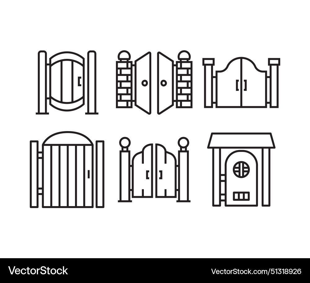 Gate and fence icons Royalty Free Vector Image