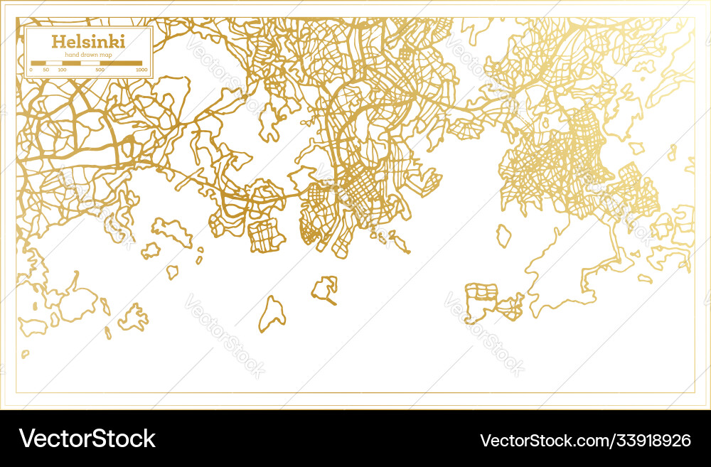 Golden Helsinki City Map Royalty Free Vector Image