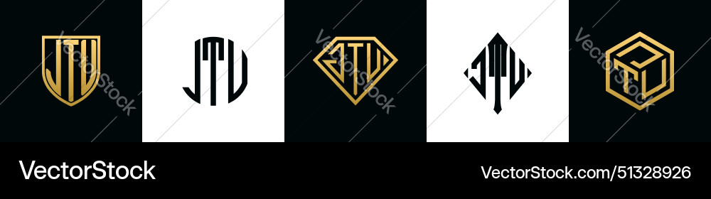 Initial letters jtu logo designs bundle Royalty Free Vector