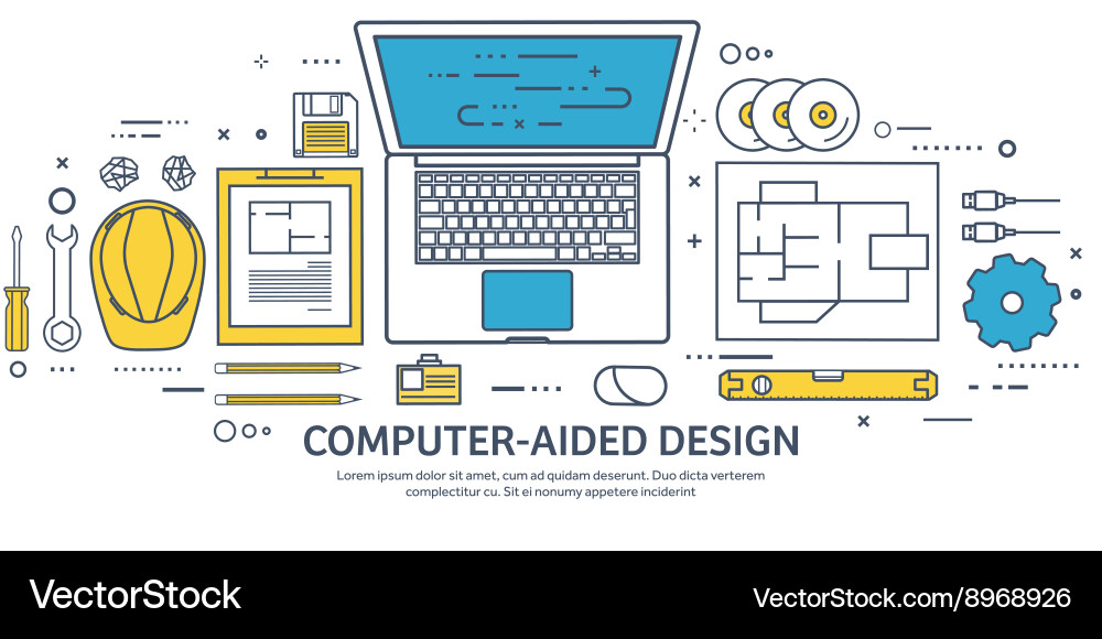 Lined outline engineering Royalty Free Vector Image