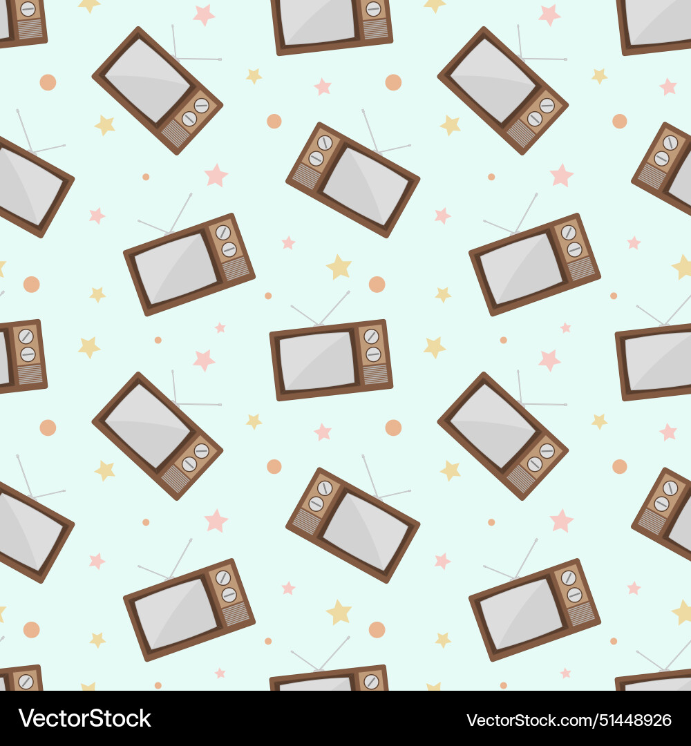 Old wooden television seamless pattern Royalty Free Vector