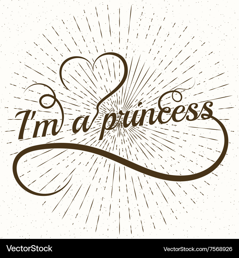 Princess word letters with heart Royalty Free Vector Image
