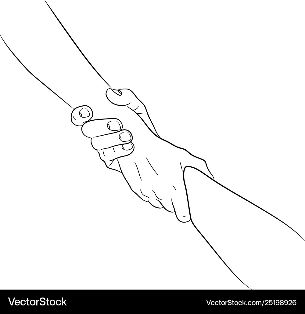 Two hands taking each other helping hand concept Vector Image