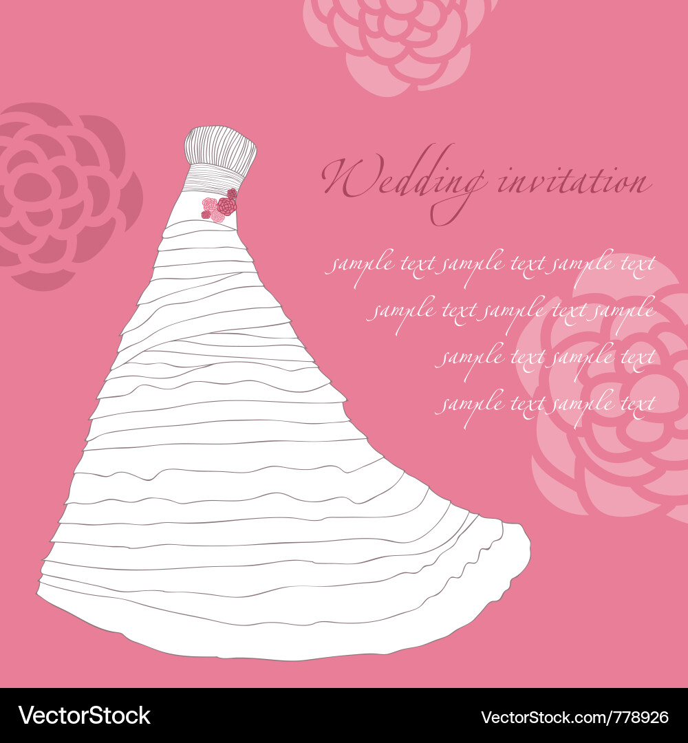 Wedding dress invitation card Royalty Free Vector Image