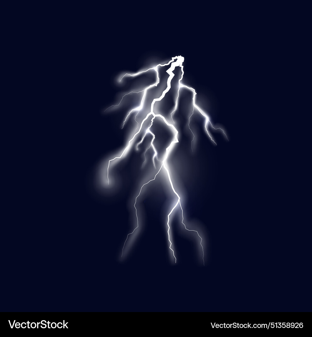White lightning and thunderbolt realistic Vector Image