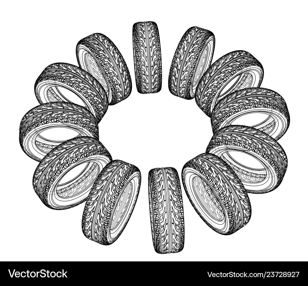 3D Tire Render - Wireframe Concept Royalty Free Vector Image