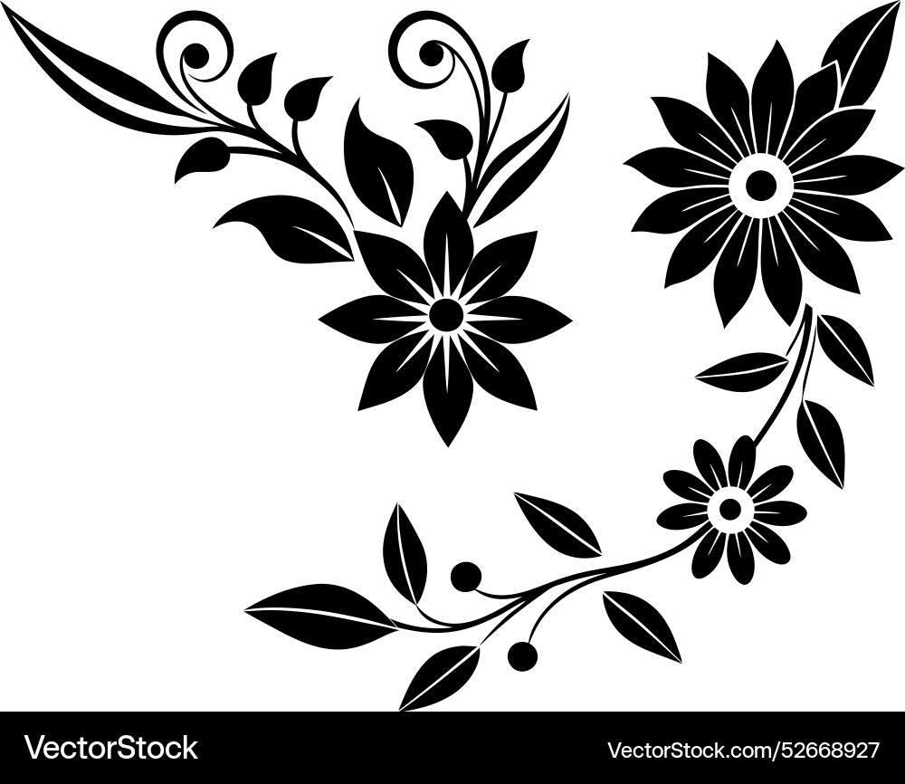 A realistic floral corner ornaments minimal 1 Vector Image