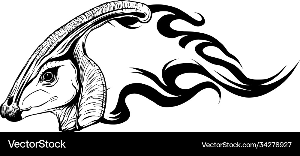 Dinosaurus parasaurolophus head art Royalty Free Vector