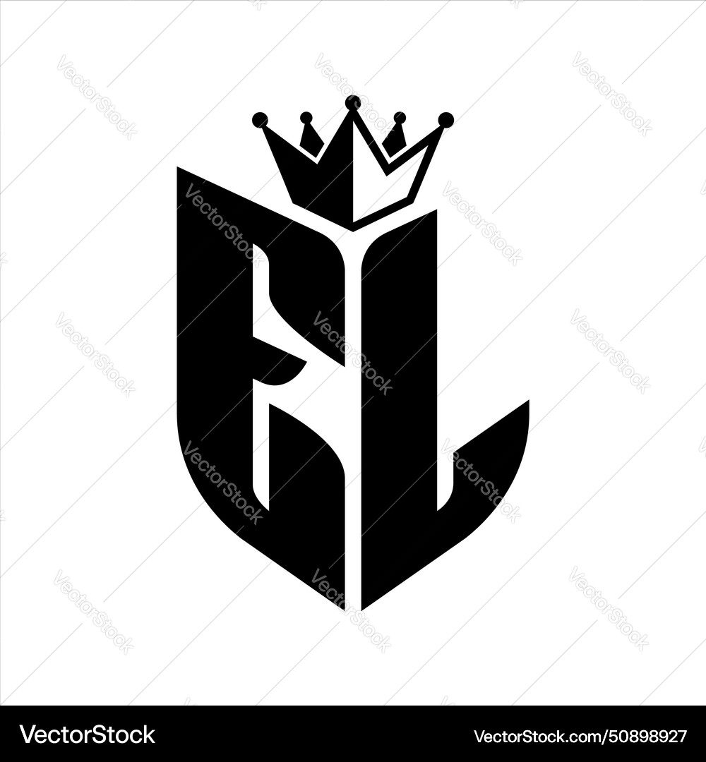 El letter monogram with shield shape crown Vector Image