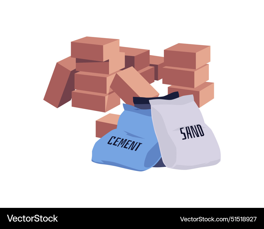 Flat of red bricks bags Royalty Free Vector Image