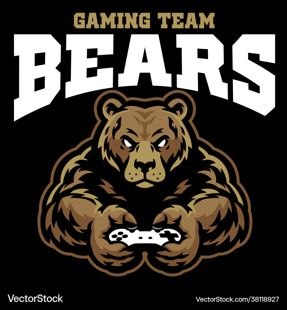 Grizzly bear game mascot logo Royalty Free Vector Image